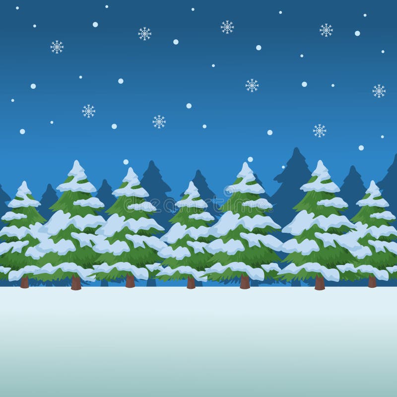 Snow pine trees stock vector. Illustration of outdoor - 142393313