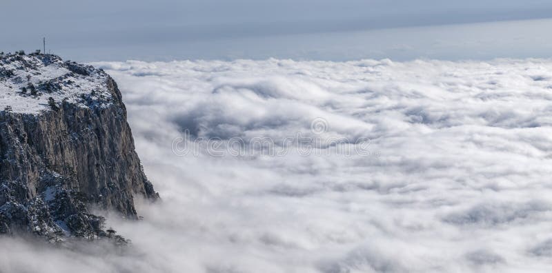 The Snow Plateau Rises Above the Dense Fog Stock Image - Image of dense ...