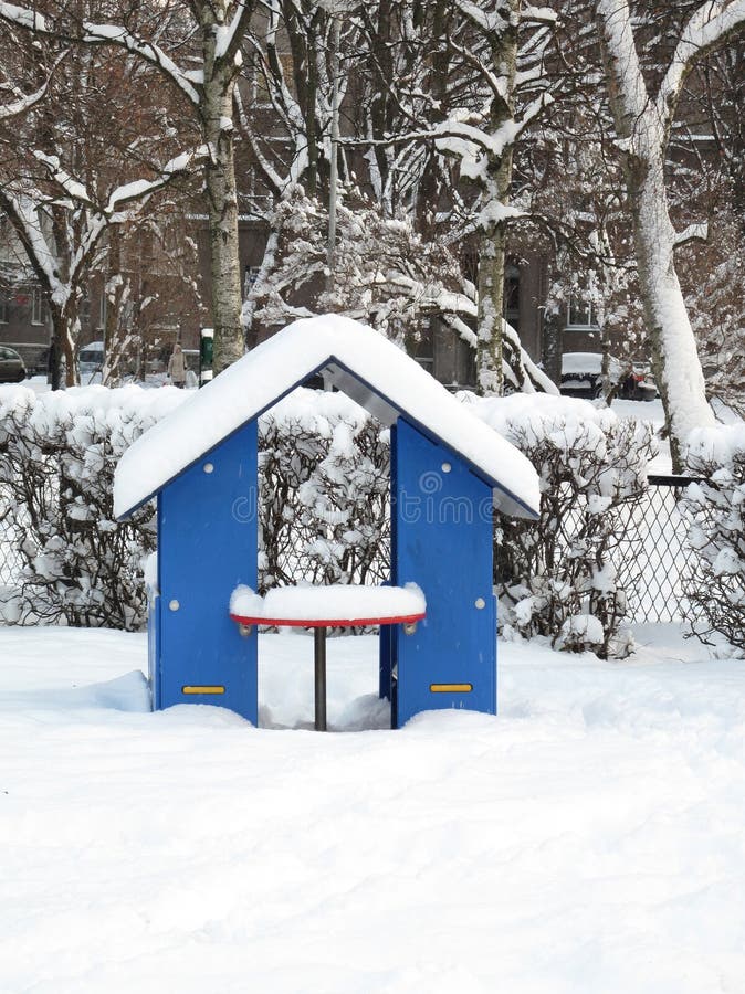 Snow on a playground stock image. Image of winter, season - 12283073