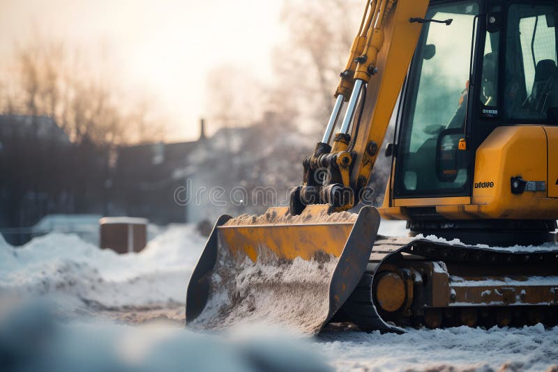 Snow Plow Doing Snow Removal after a Blizzard. Neural Network AI ...
