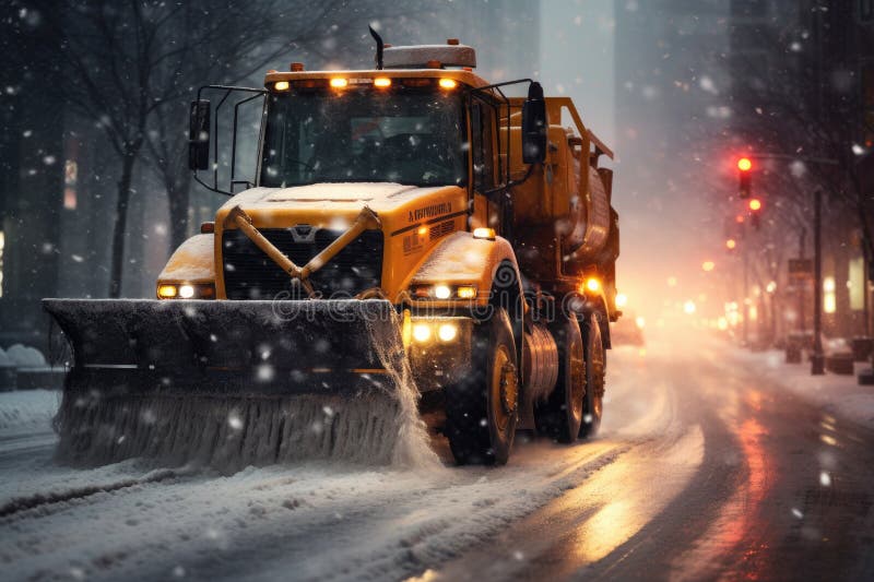 Snow Plow Truck Clearing Road after Winter Snowstorm Stock Illustration ... Snow Plow Truck Clearing Road after Winter Snowstorm Stock Illustration ...