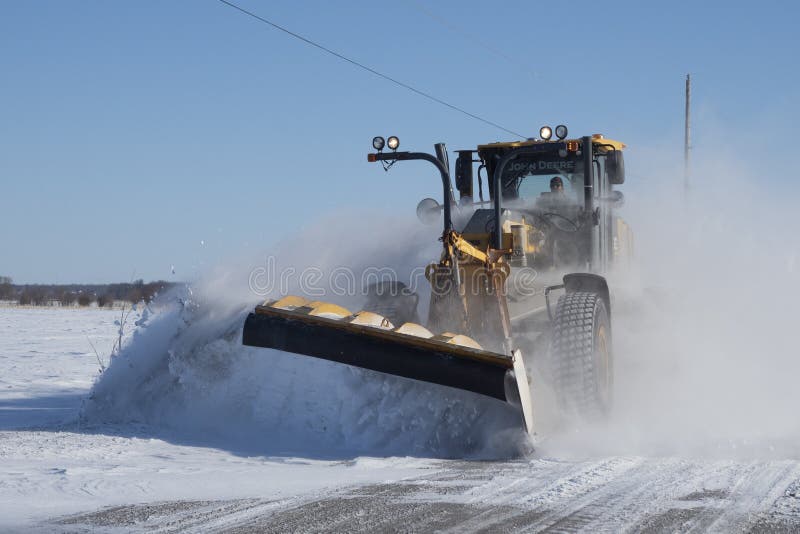 Snow plower on rural road editorial image. Image of winter - 172041610