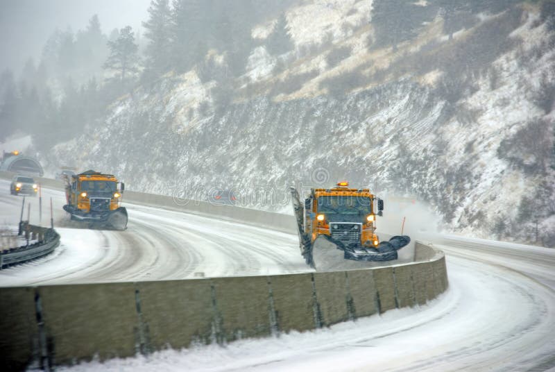Snow Plows Keep the Road Open Stock Photo - Image of freeway, eastern ...