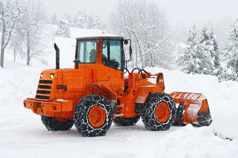 Snow Plows To Work Clearing the Snow from the Road Stock Photo - Image ...