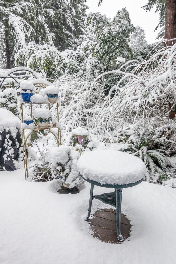 Snow on Porch 2 stock image. Image of trees, snow, strom - 87380583