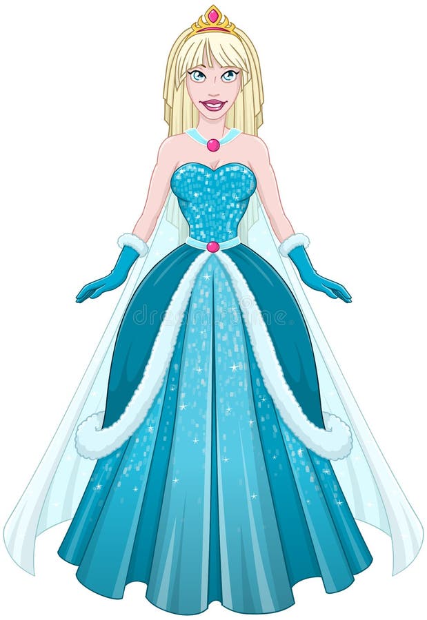 Princess Snow White in Blue Yellow Dress Stock Vector - Illustration of ...