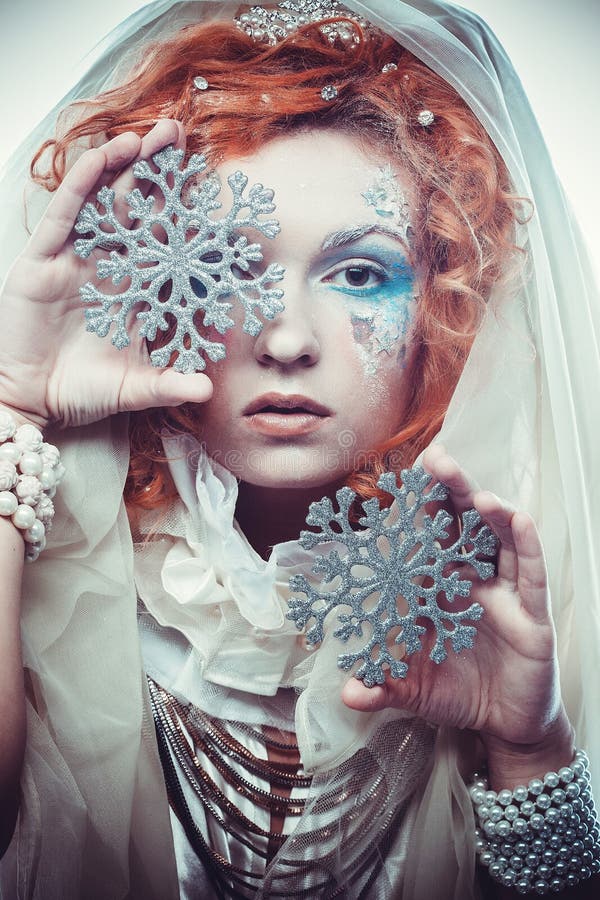 Snow Queen stock image. Image of face, makeup, fashion - 50440945