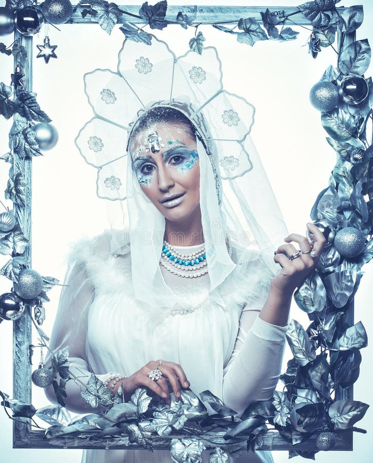 Snow Queen Over White Background Stock Photo - Image of fantasy, style ...