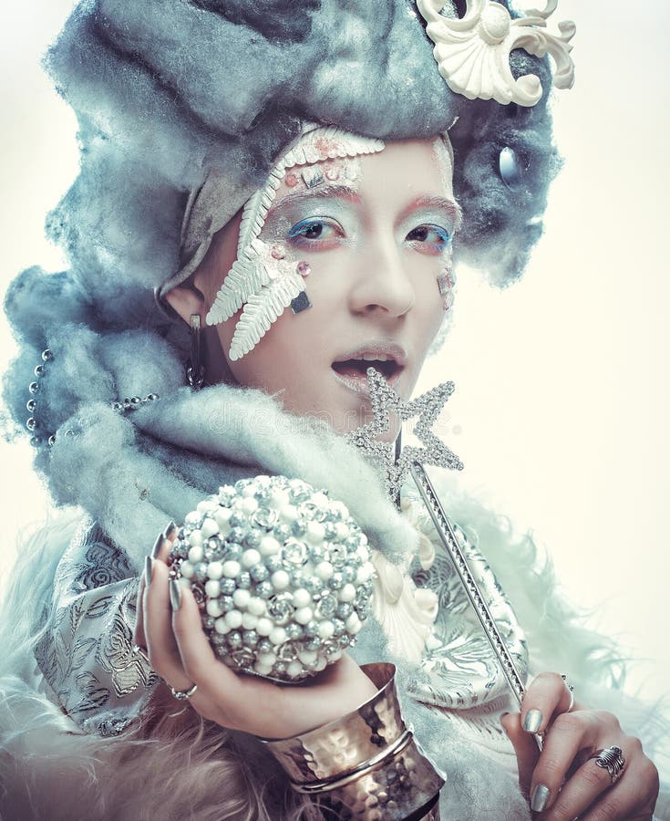 Snow Queen Over White Background Stock Image - Image of portrait ...