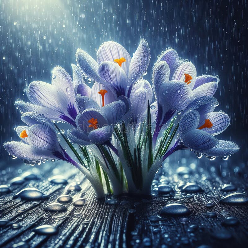 Snow Rain Winter Crocus Cold Frost Spring Season - Ai Generated Stock ...