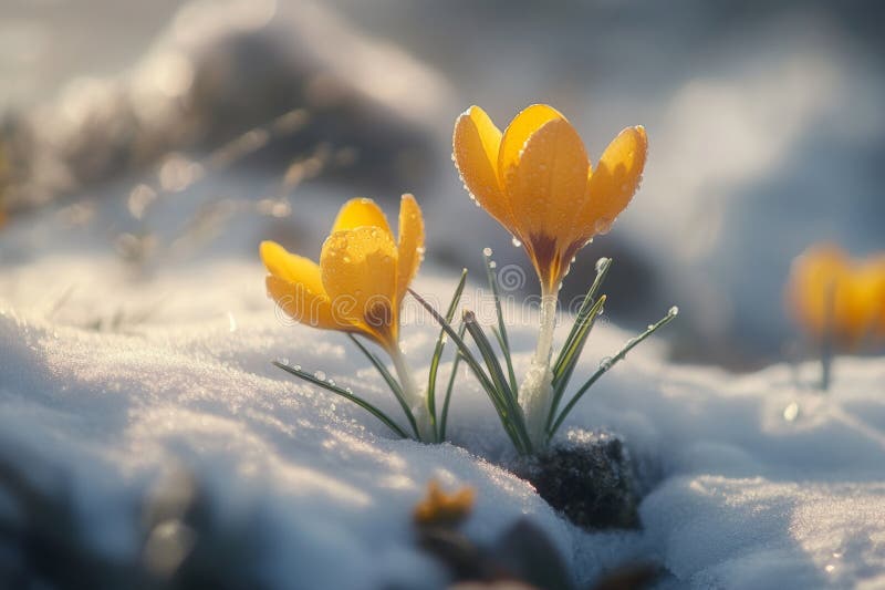 With the Snow Receding, Spring Flowers Bloom, Making a Charming Design ...