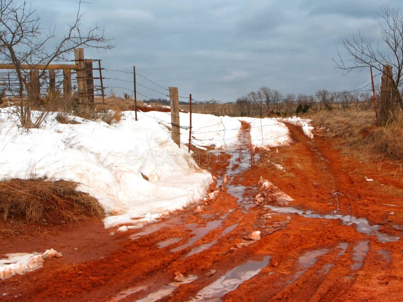 Snow and Red Clay stock photo. Image of freeze, cedar - 12393116