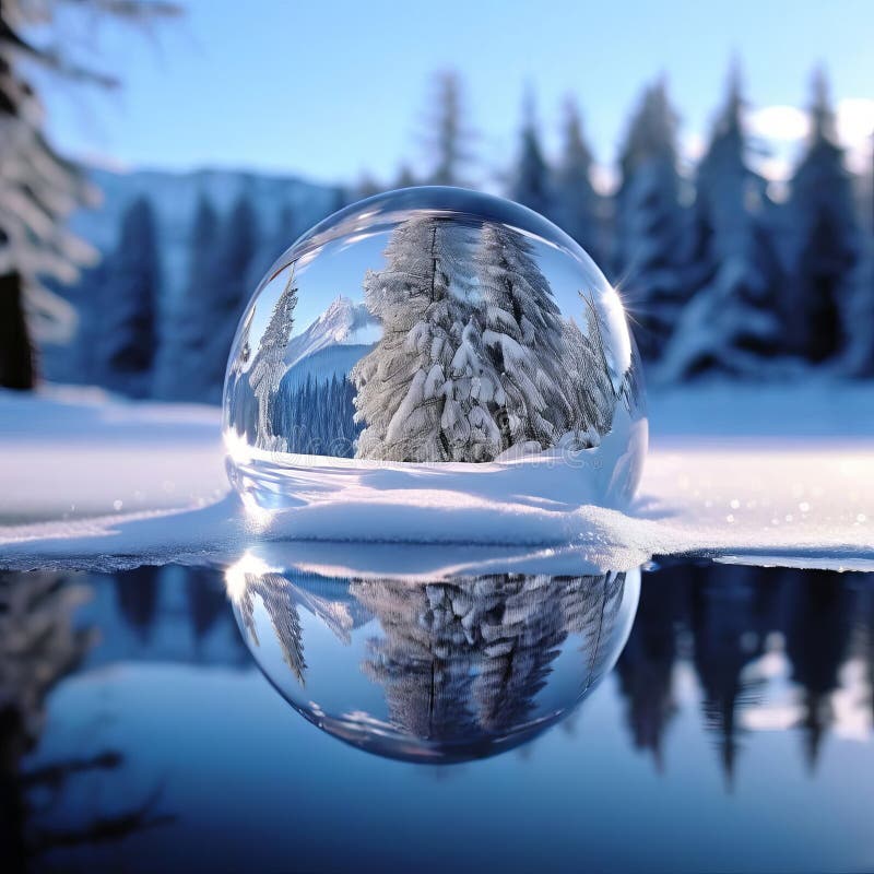 Snow Reflection a Reflection of Snow Covered Landscapes on a Ga Stock ...
