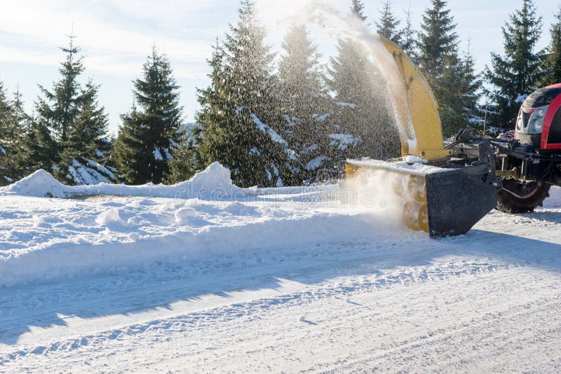 Snow Removal Machine in Action Stock Image - Image of outdoor, road ...