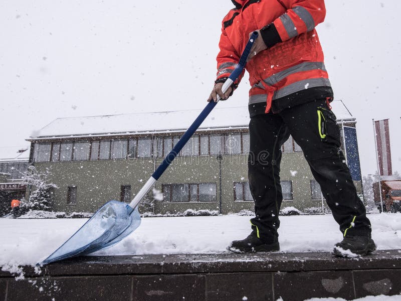 Snow Removal with Snow Shovel Stock Photo - Image of order, gritting ...