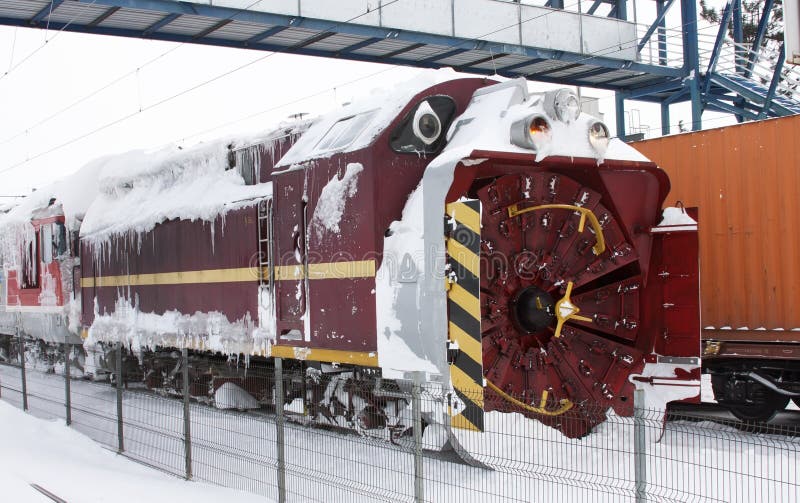 Snow removal train stock photo. Image of work, white - 37259788