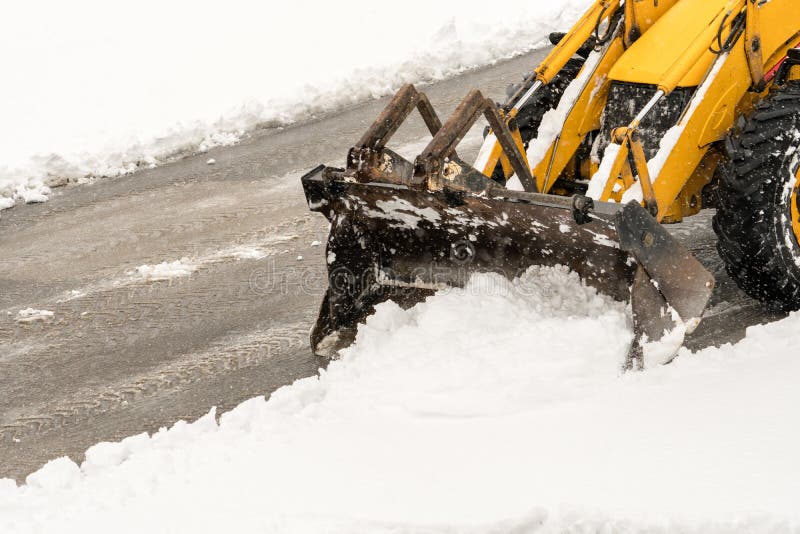 Snow Removal. Wheel Loader Machine or Vehicle Removing Snow from the ...