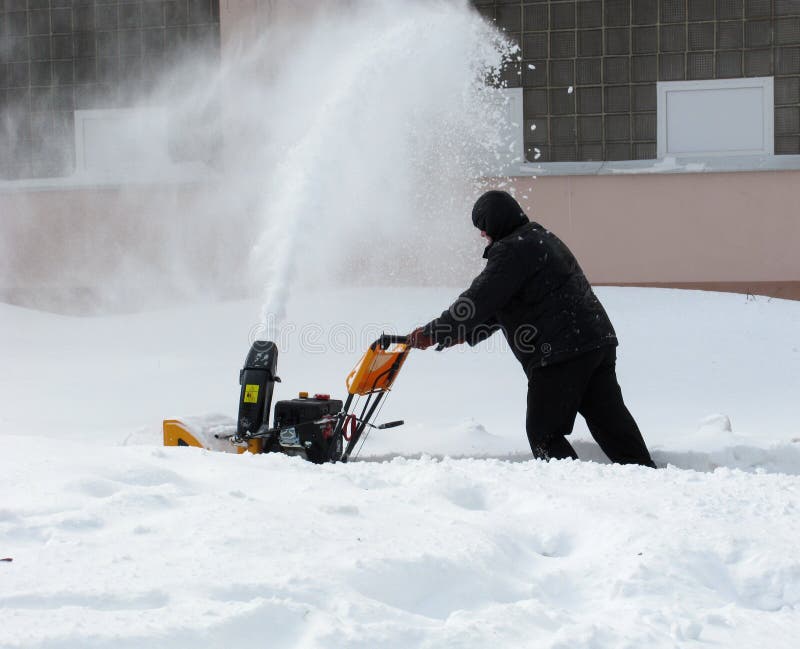 Snow Removal with a Snowblower Editorial Stock Photo - Image of nature ...