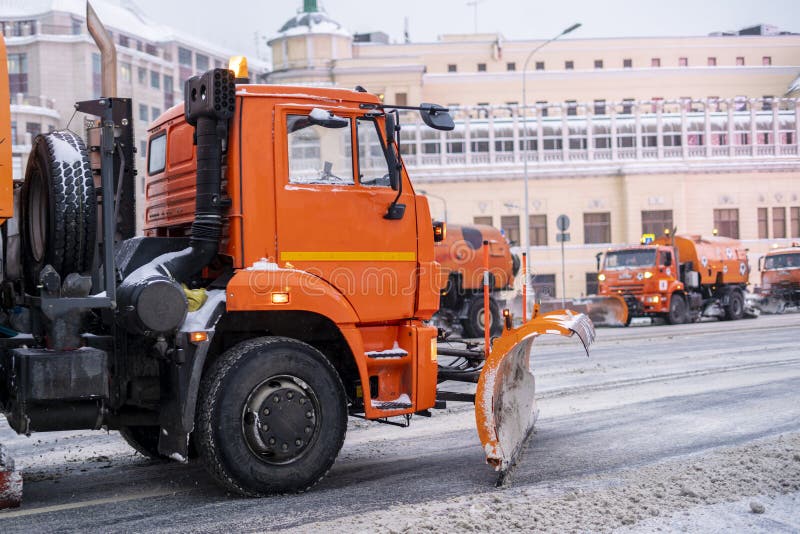 Snow Remove Machine with Crew in the Streets B Stock Image - Image of ...