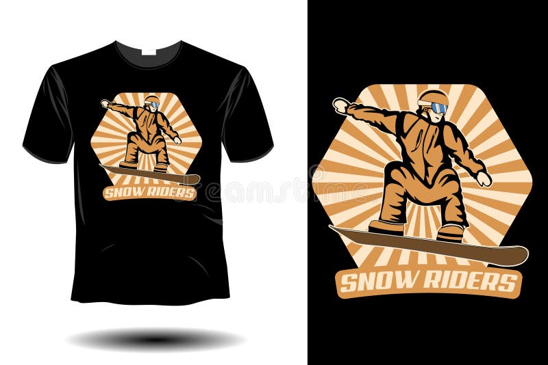 Snow Riders Mockup Retro Vintage Design Stock Vector - Illustration of ...