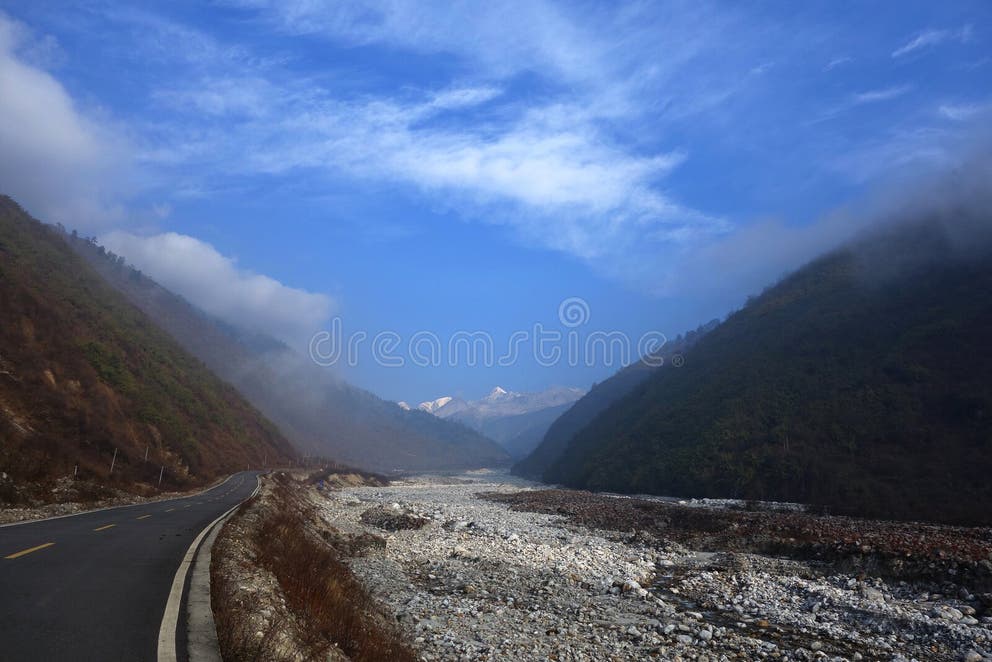 Snow river near the road stock image. Image of landscape - 37867101