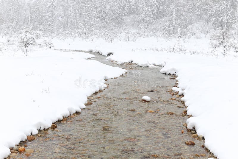 Snow river stock photo. Image of water, storm, cold, landscape - 41282352