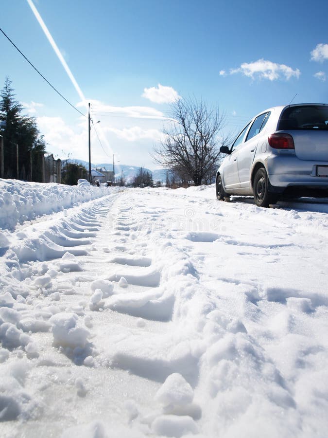 Snow road stock image. Image of mountain, drive, blue - 13030441