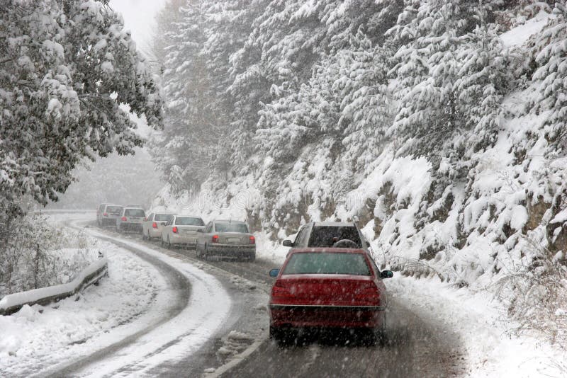 Snow road stock image. Image of automobile, mountain, destination - 1662007