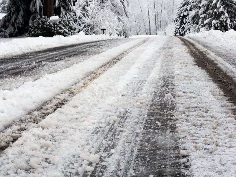 Snow on road stock image. Image of heavy, slippery, danger - 85664523