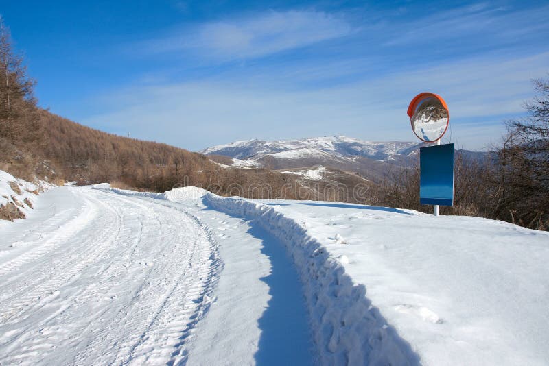 Snow road and reflector stock photo. Image of clouds - 22794240
