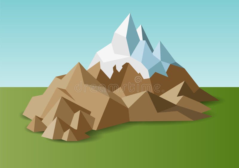 Snow Rock Mountains Landscape in Low Poly Stock Vector - Illustration ...