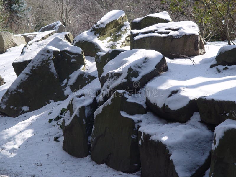 Snow on Rocks stock image. Image of morning, nature, rigid - 89307