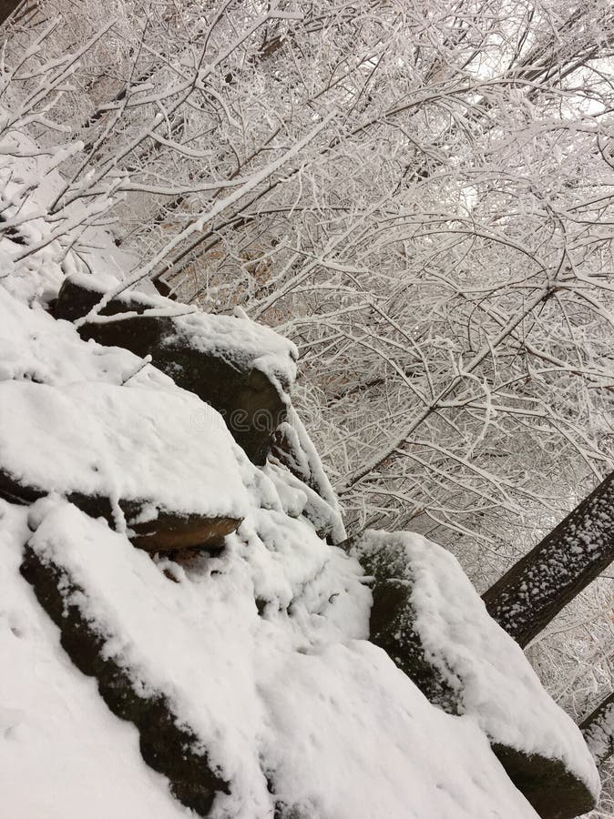 Snow stock image. Image of white, rocks, trees, winter - 107089457