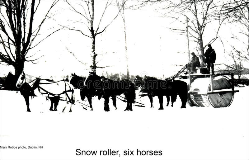 Snow Roller And Horse Team In Dublin New Hampshire Stock Photo - Image ...