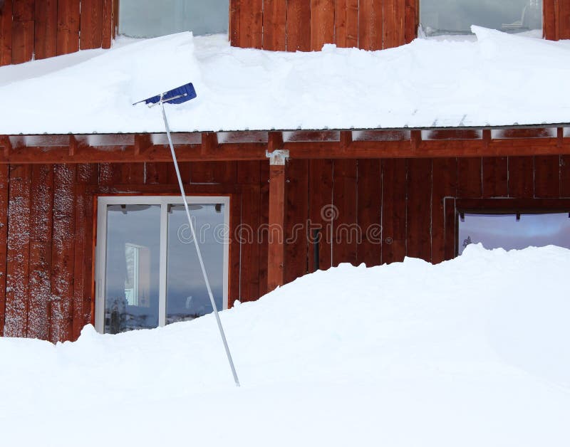 Snow on the roof stock image. Image of residence, shovel - 22796895
