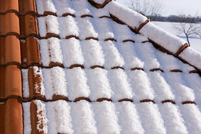 Snow on the Roof. Winter Background Stock Image - Image of roofing ...