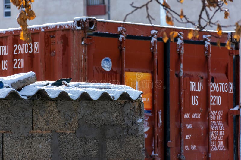 Snow on the Rooftop of a Building. Container Editorial Photography ...