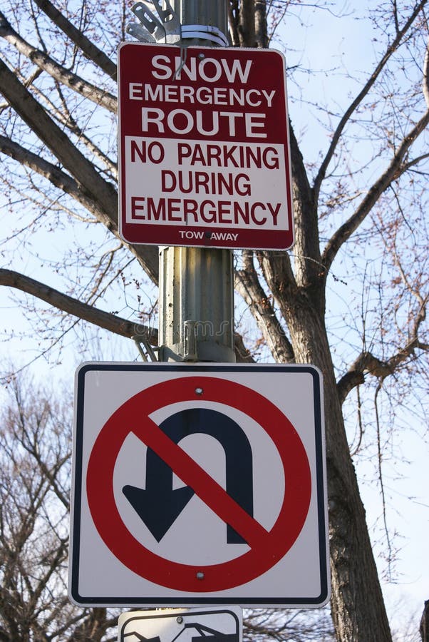 Snow Route Sign on the Mall, Washington DC, USA Stock Image - Image of ...