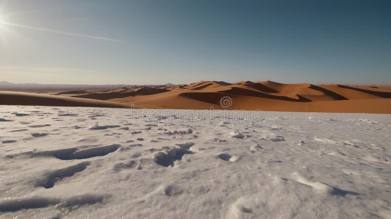 Snow in the Sahara desert. stock illustration. Illustration of orange - 340454197