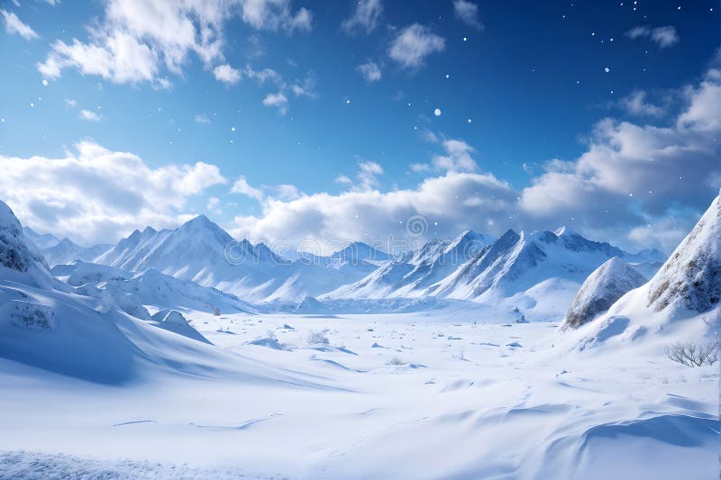 AI Generated Snow Scene in the Mountains Stock Illustration ...