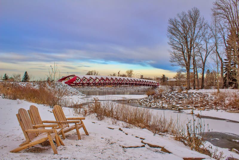 Snow Scenery by the Peace Bridge Editorial Photography - Image of ...