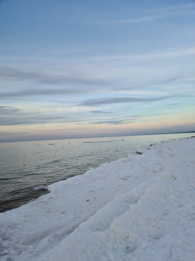 Snow on the sea shore stock image. Image of wave, shore - 238413167