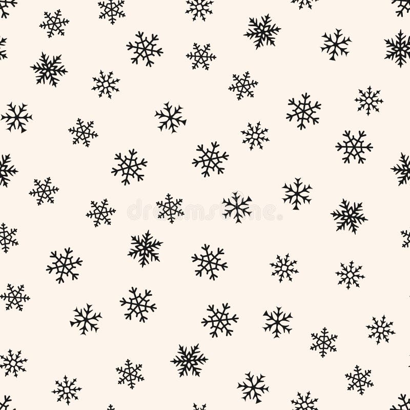 Snow Seamless Pattern. Black and White Vector Background with Simple ...