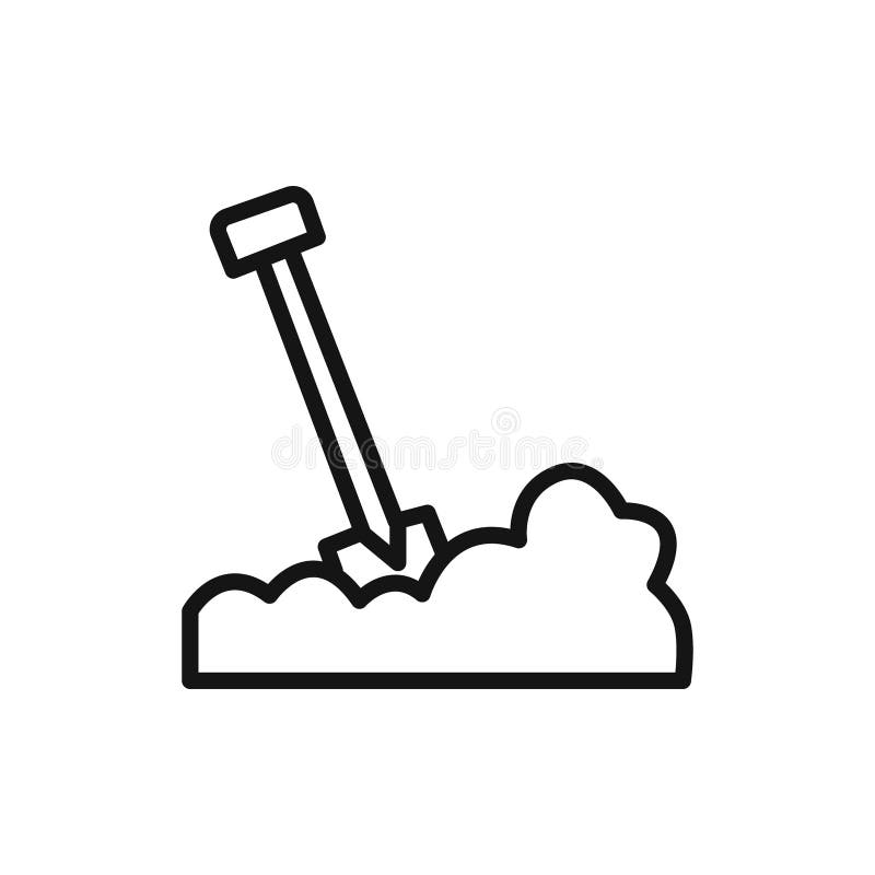 Snow And Shovel Icon Linear Vector Graphics Sign Stock Illustration Illustration Of Sign