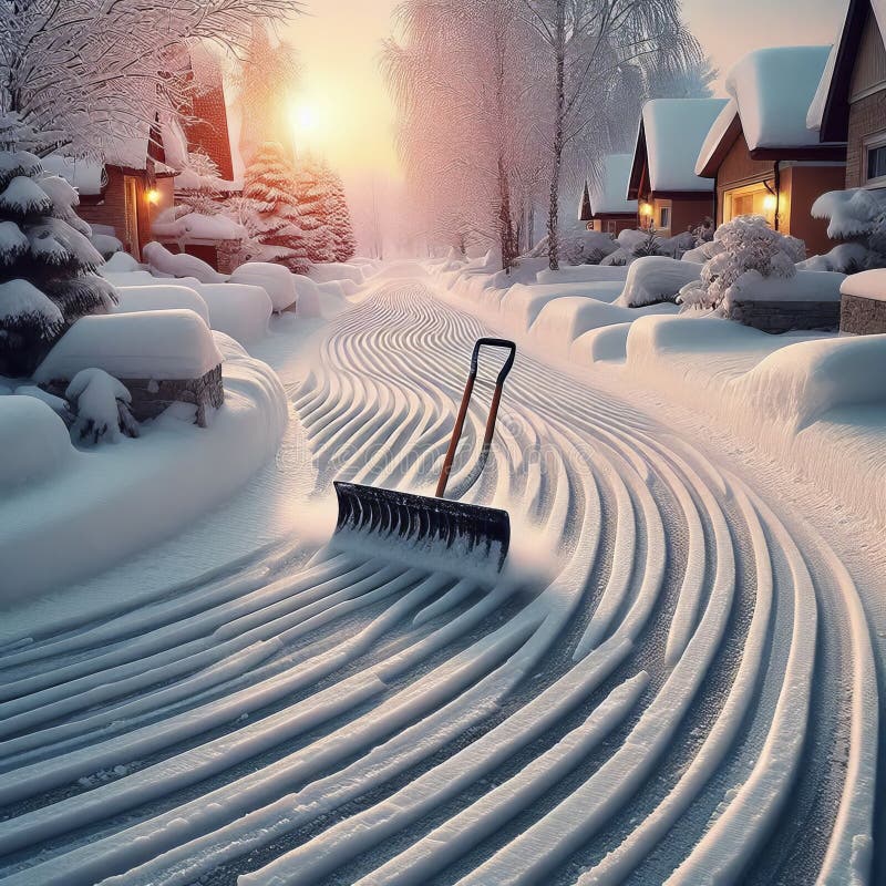 38 26. Snow Shovel Marks in the Driveway_ Lines and Pa Stock Image ...