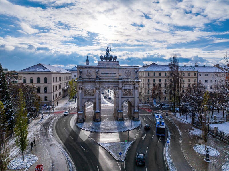 Siegestor or Victory Gate in Munich in Winter Stock Image - Image of ...