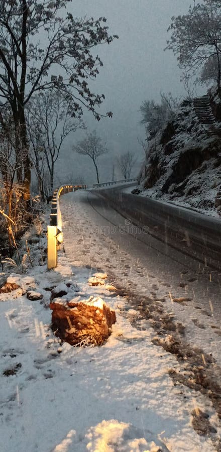 Snow, Snowfall, Mountains , Trees, Aesthetic Stock Image - Image of ...