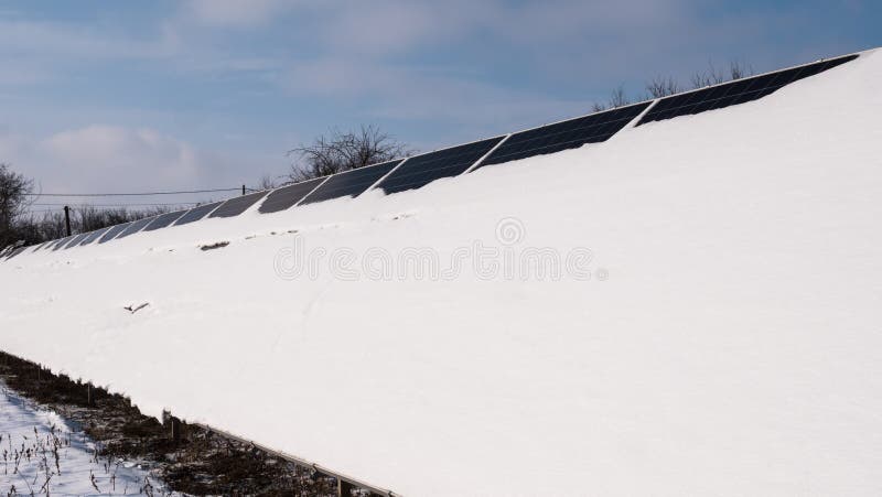 Snow on Solar Power Plant Panels Stock Photo - Image of ecology, winter ...