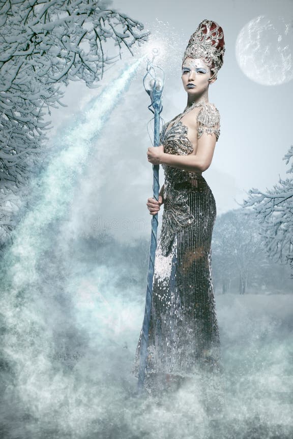 Snow sorceress stock photo. Image of wizard, updo, witch - 55718266