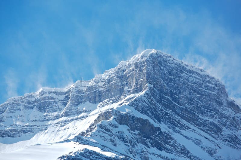 Snow Spindrift on Mountain Peak 01 Stock Image - Image of drifting ...